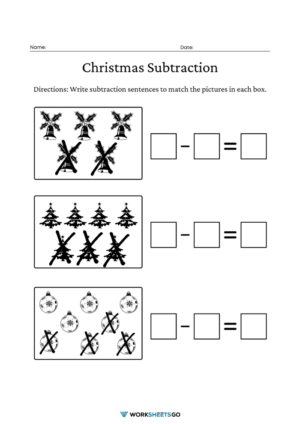 Christmas Subtraction Worksheets | WorksheetsGO