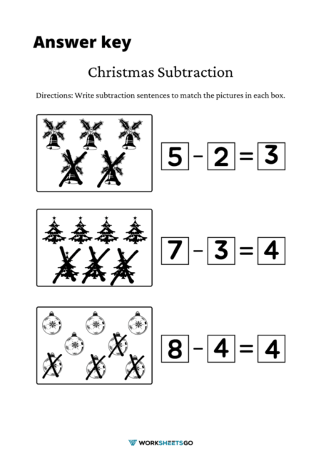 Christmas Subtraction Worksheets | WorksheetsGO