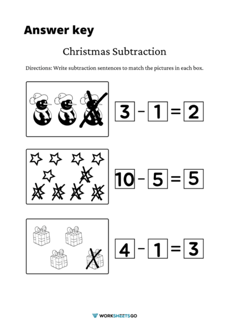 Christmas Subtraction Worksheets | WorksheetsGO