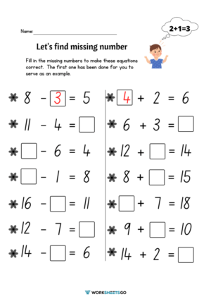 Find The Missing Number Worksheets | WorksheetsGO