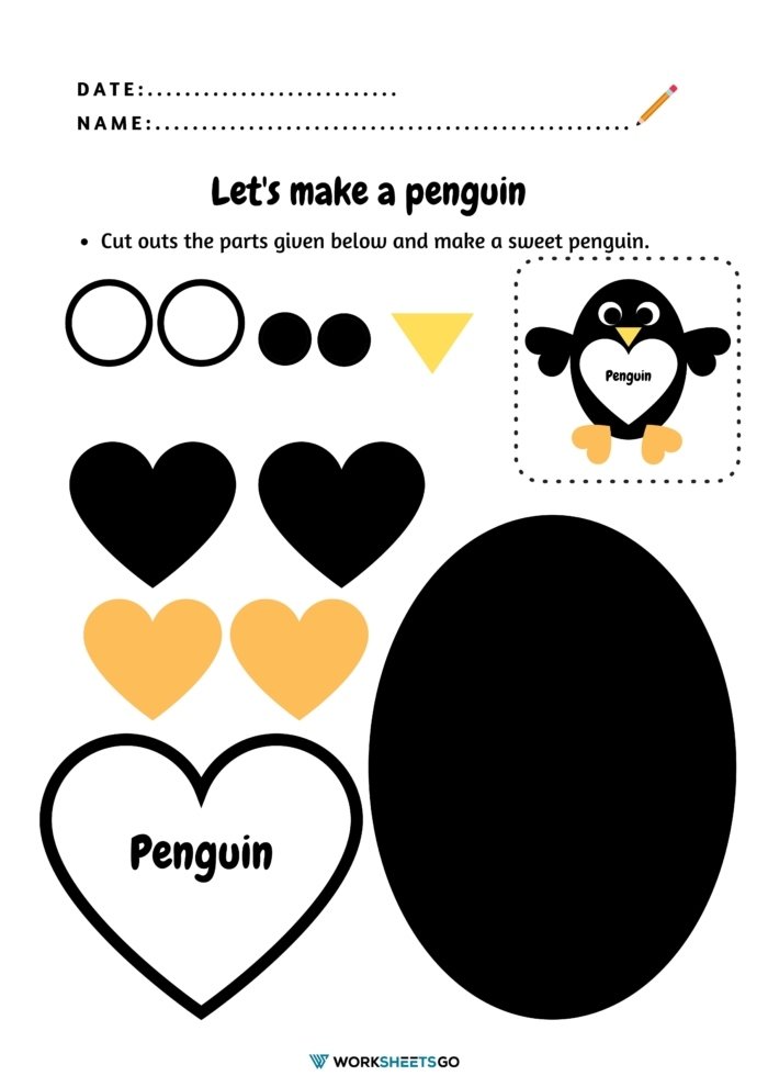 Penguin Cut Outs Worksheets | WorksheetsGO
