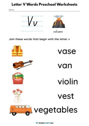 Letter V Words Preschool Worksheets | WorksheetsGO