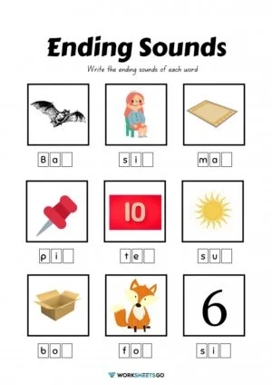 Ending Sounds Worksheets | WorksheetsGO