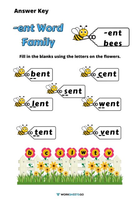 ENT Word Family Worksheets | WorksheetsGO