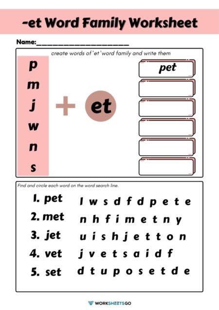 ET Word Family Worksheets | WorksheetsGO