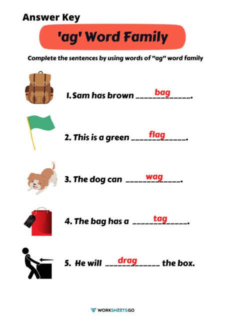 AG Word Family Worksheets | WorksheetsGO