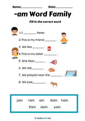 AM Word Family Worksheets | WorksheetsGO
