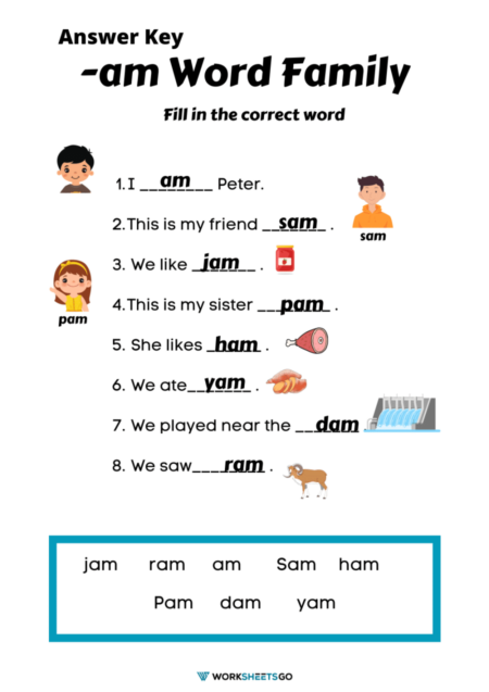 AM Word Family Worksheets | WorksheetsGO