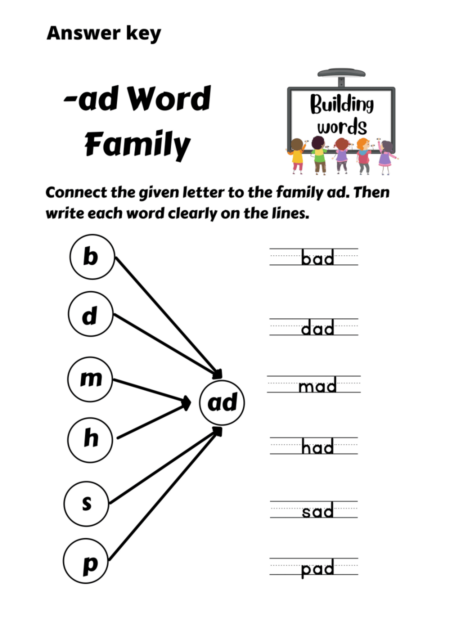 AD Word Family Worksheets | WorksheetsGO
