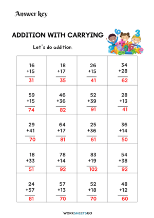 Addition With Carrying Worksheets | WorksheetsGO
