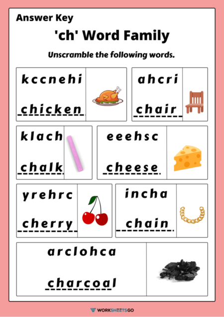 CH Word Family Worksheets | WorksheetsGO