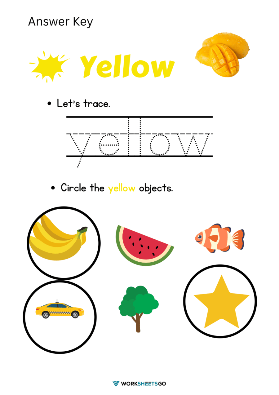 Color Yellow Worksheets | WorksheetsGO