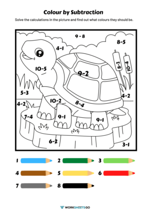 Color by Subtraction Worksheets | WorksheetsGO
