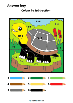 Color by Subtraction Worksheets | WorksheetsGO