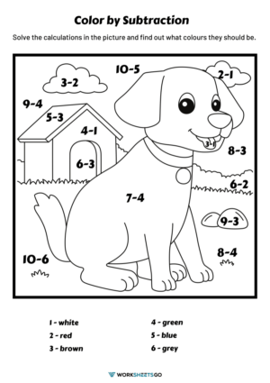 Color by Subtraction Worksheets | WorksheetsGO