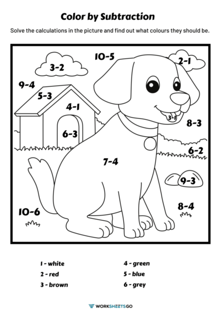 Color by Subtraction Worksheets | WorksheetsGO