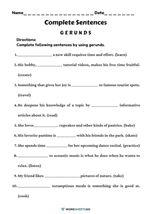 Printable Complete Sentences Worksheets | WorksheetsGO