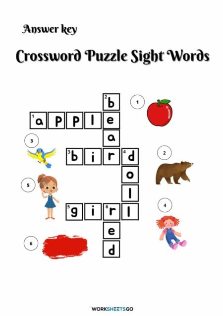 Crossword Puzzle Sight Words Worksheets | WorksheetsGO
