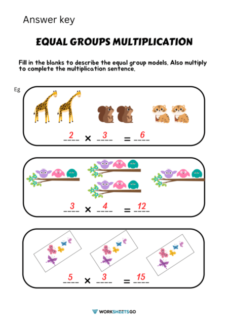 Equal Groups Multiplication Worksheets | WorksheetsGO