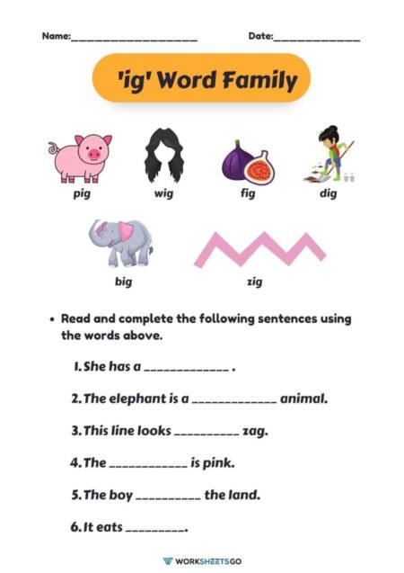 IG Word Family Worksheets | WorksheetsGO