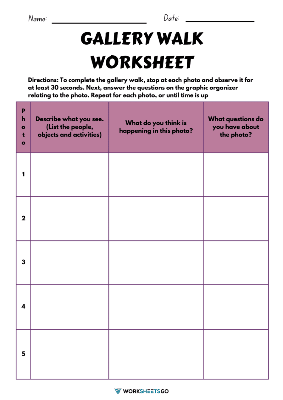 Gallery Walk Worksheets WorksheetsGO