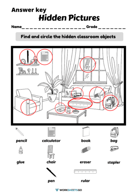 Hidden Pictures Worksheets | WorksheetsGO