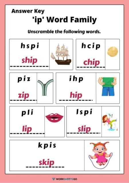 IP Word Family Worksheets | WorksheetsGO