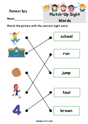 Match-Up Sight Words Worksheets | WorksheetsGO