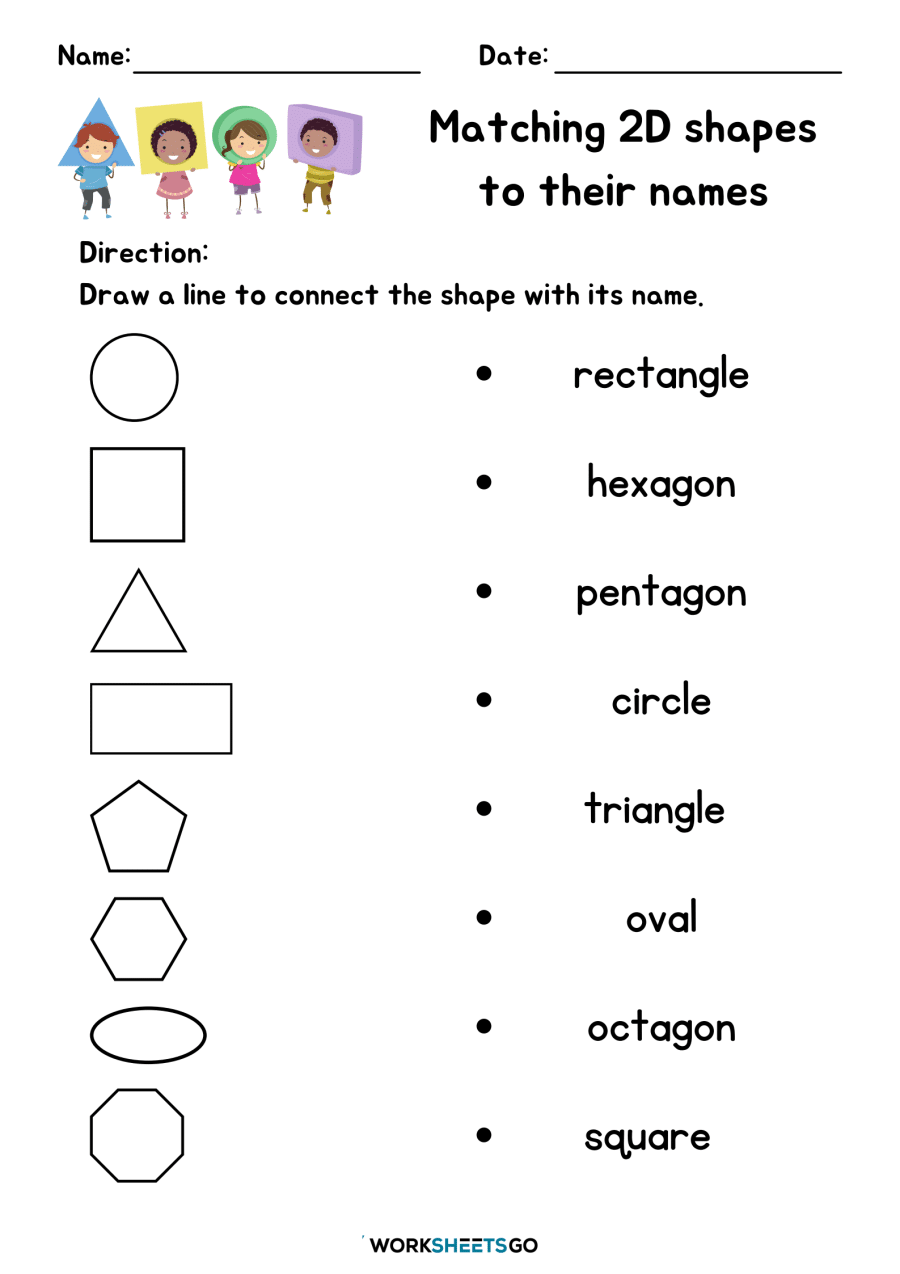 Matching 2D Shapes To Their Names WorksheetsGO