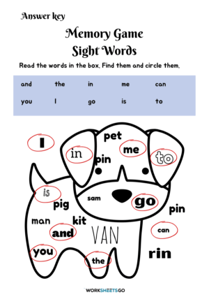 Memory Game Sight Words Worksheets | WorksheetsGO
