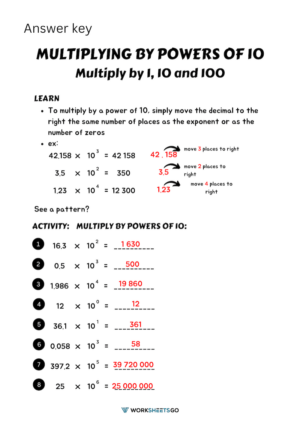 Multiplying By Powers Of 10 Worksheets | WorksheetsGO