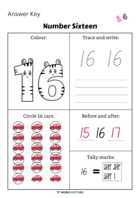 Number 16 Worksheets | WorksheetsGO