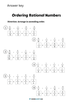 Ordering Rational Numbers Worksheets | WorksheetsGO