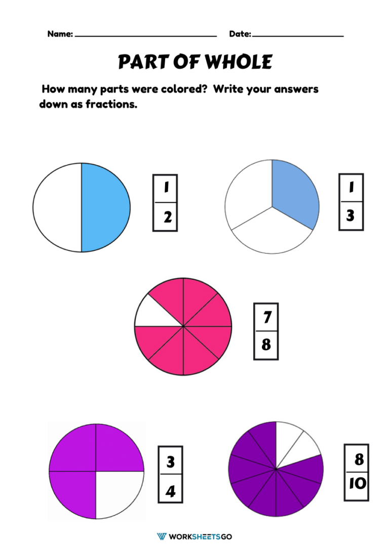 Part Of Whole Worksheets | Worksheets GO