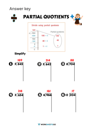Partial Quotients Worksheets | WorksheetsGO