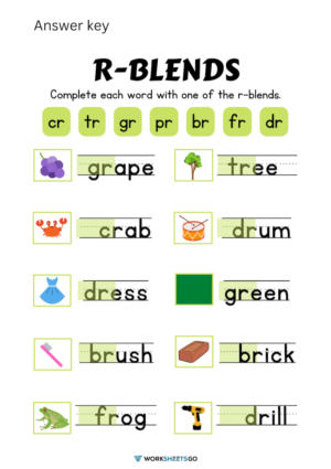 R Blends Worksheets | WorksheetsGO