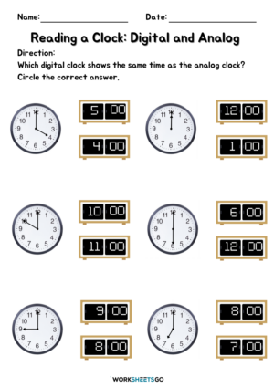 Reading A Clock Digital And Analog Worksheets | WorksheetsGO