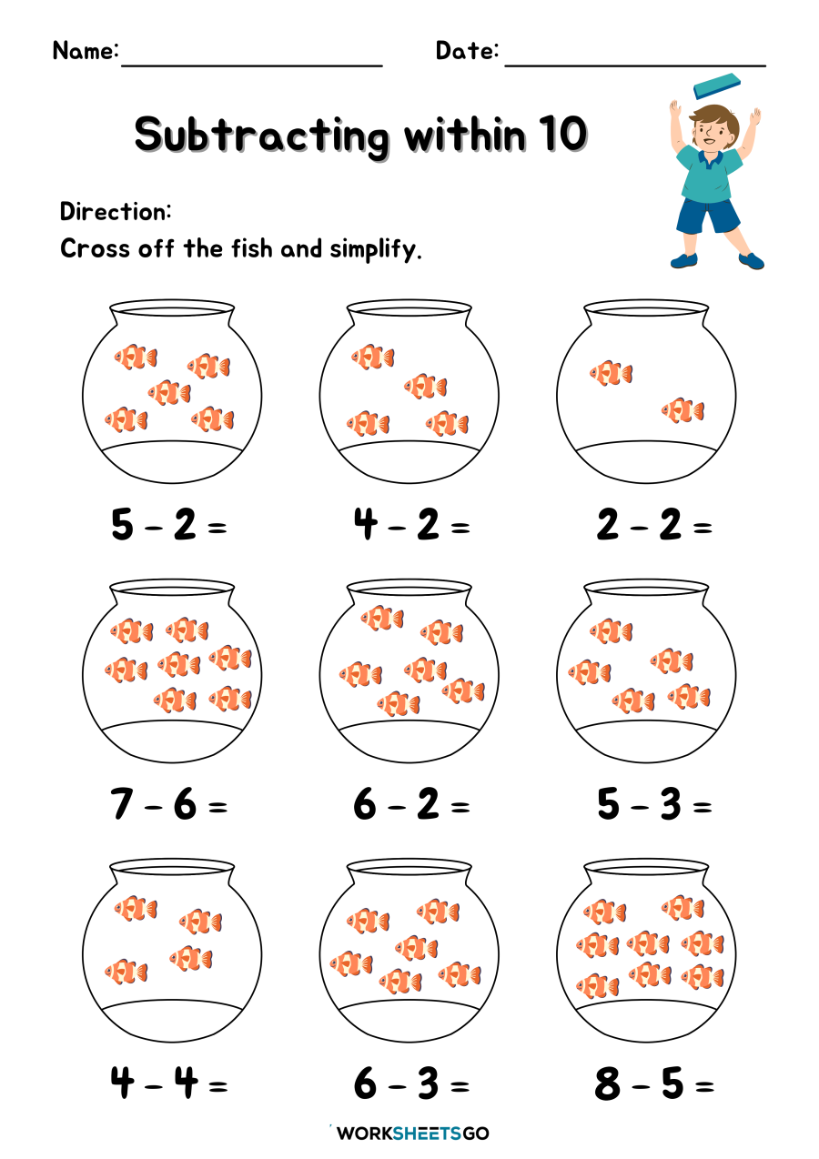 Subtracting Within 20 Worksheets | WorksheetsGO