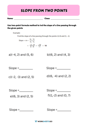 Slope From Two Points Worksheets | WorksheetsGO