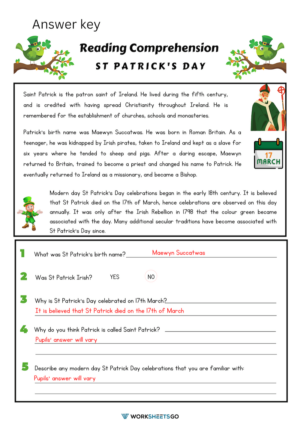 St Patrick’s Day Reading Comprehension Worksheets | WorksheetsGO