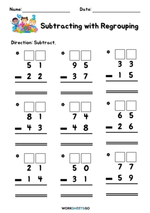 Subtracting With Regrouping Worksheets | WorksheetsGO