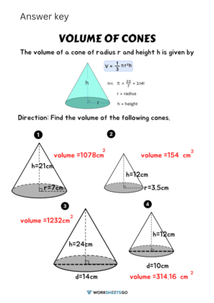 Volume Of Cones Worksheets | WorksheetsGO