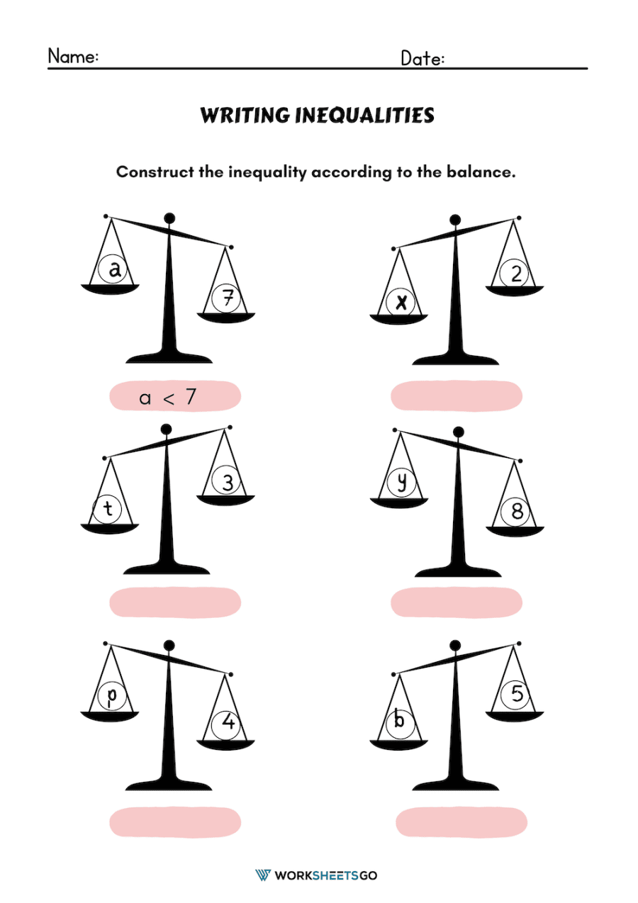 Inequality Worksheets