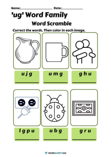 UG Word Family Worksheets | WorksheetsGO
