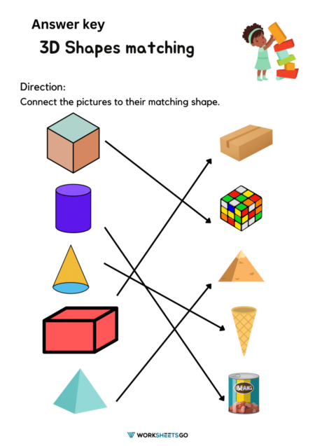 3D Shapes Matching Worksheets | WorksheetsGO