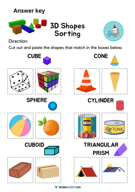 3D Shapes Sorting Worksheets | WorksheetsGO