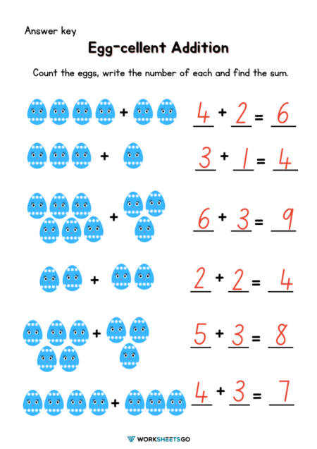 Egg-Cellent Addition Worksheets | WorksheetsGO