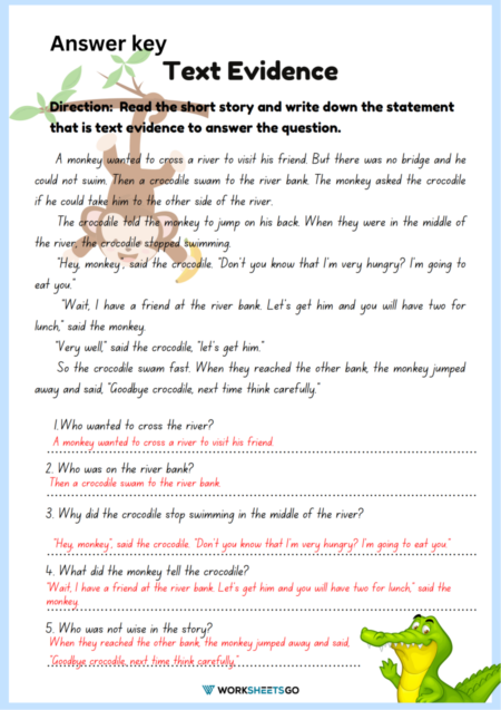 Text Evidence Worksheets | WorksheetsGO