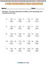 3 Digit Subtraction With Regrouping Worksheets | WorksheetsGO