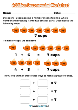 Addition Decomposing Worksheets | WorksheetsGO